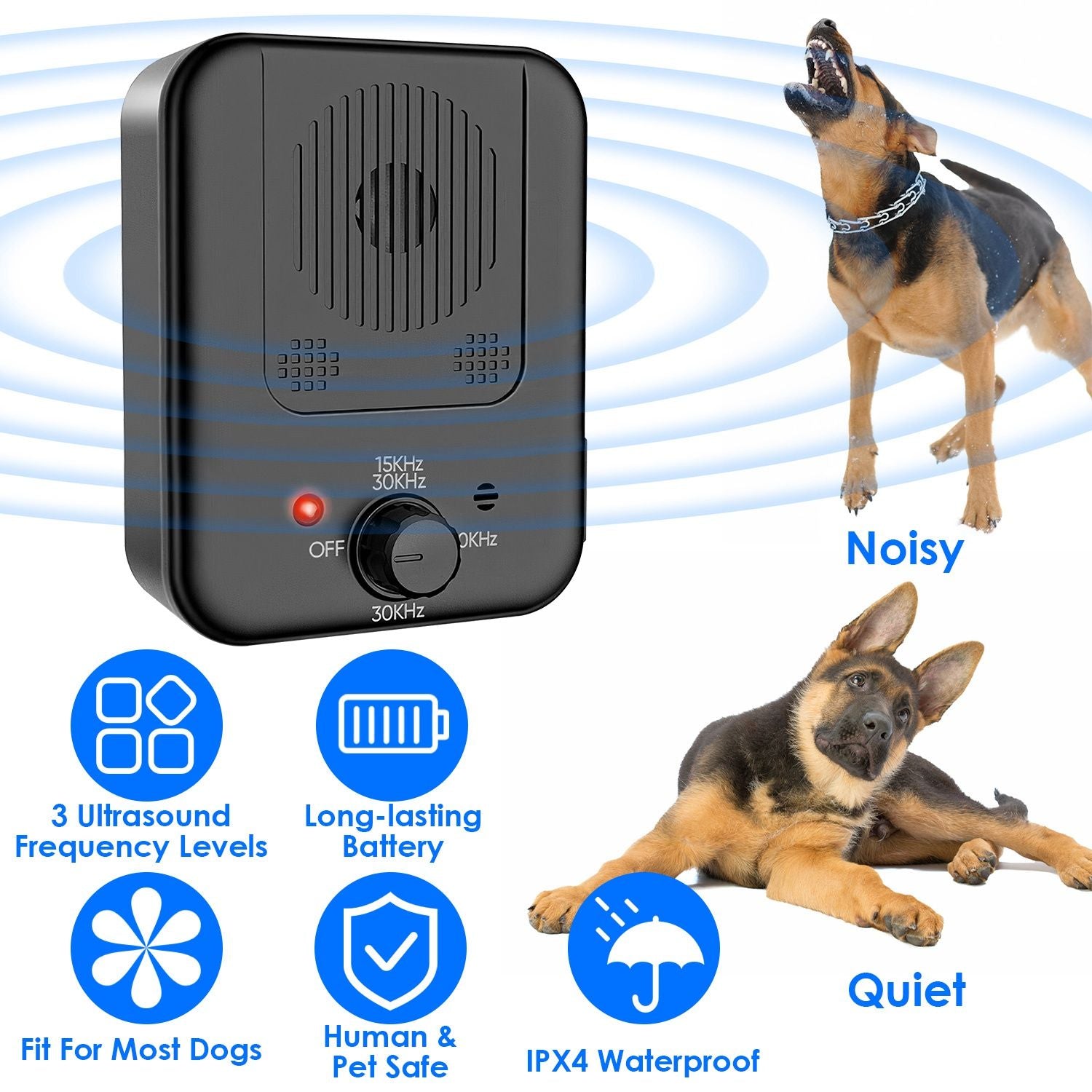 Ultrasonic Anti-barking Device Max 26.2Feet Sensing Sonic Bark Deterre ...